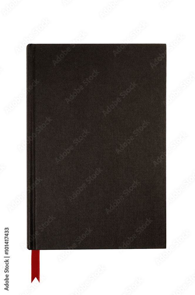 Black plain hardcover book textbook or bible front cover upright ...