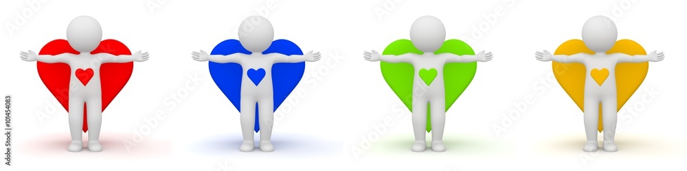 3D Männchen als Superheld der Liebe - verschiedene Farben ilustración ...