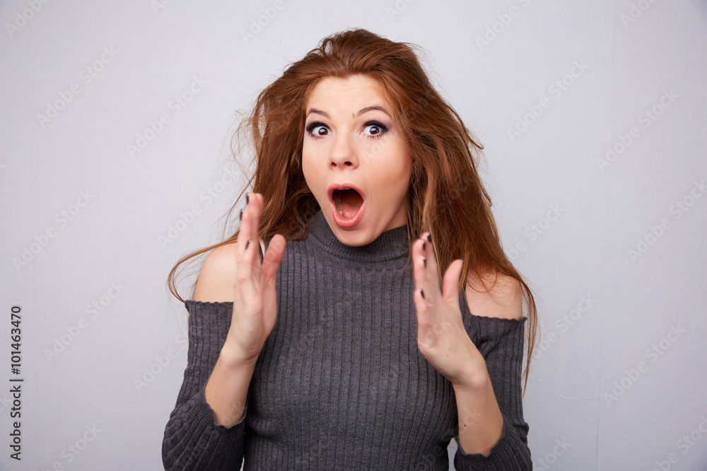 woman pleasantly surprised Stock Photo | Adobe Stock