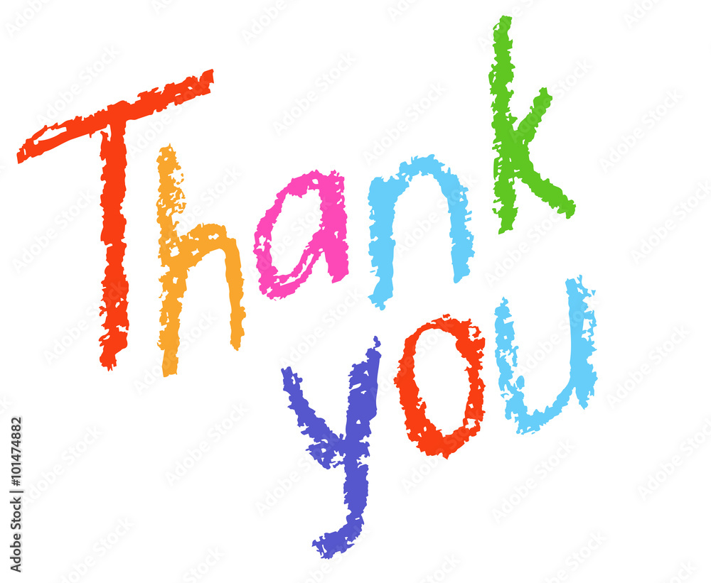 Thank you crayon chalk hand lettering handmade. Hand drawn colorful ...
