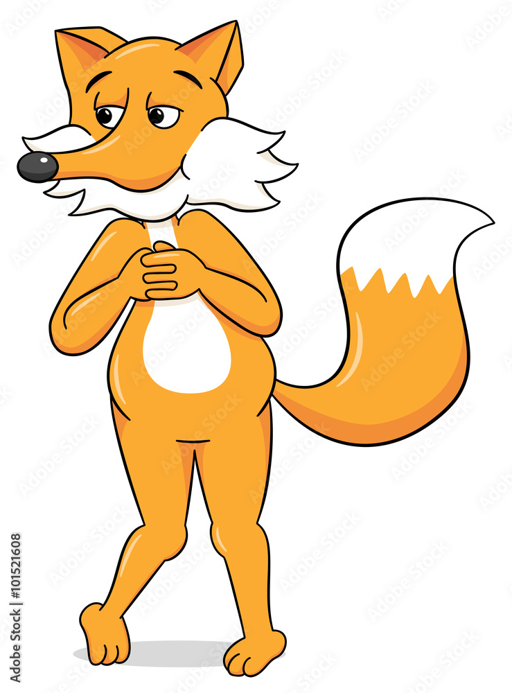 Cartoon Fuchs steht verlegen da Stock-Vektorgrafik | Adobe Stock