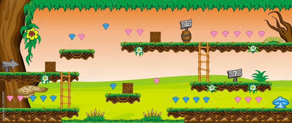 Tile set Platform for Game - A set of layered vector game asset ...