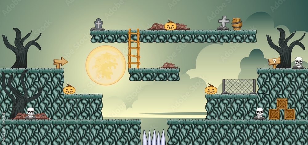 Tile set Platform for Game - A set of layered vector game asset ...