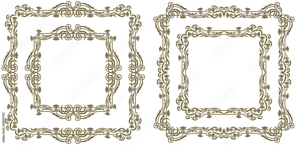 Art Nouveau decorative floral square frames and borders Stock Vector ...