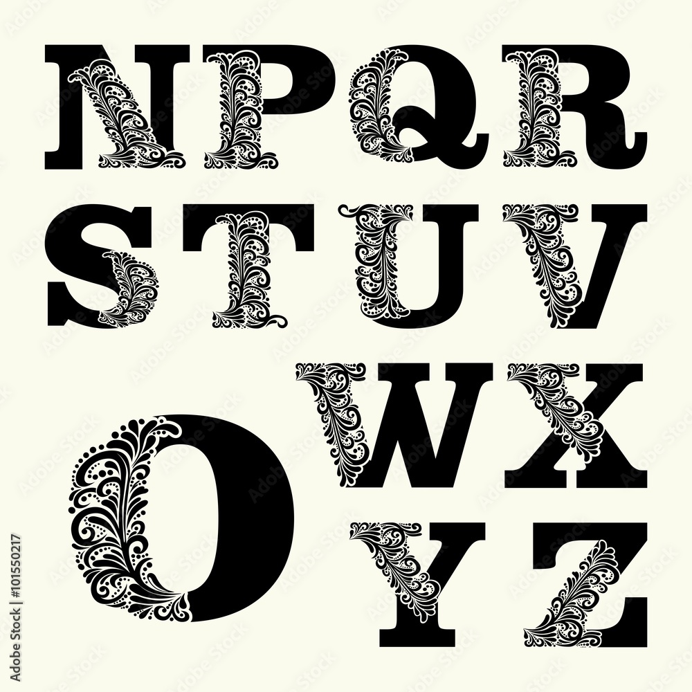 Elegant capital letters set 2 in the style of the Baroque. To use ...