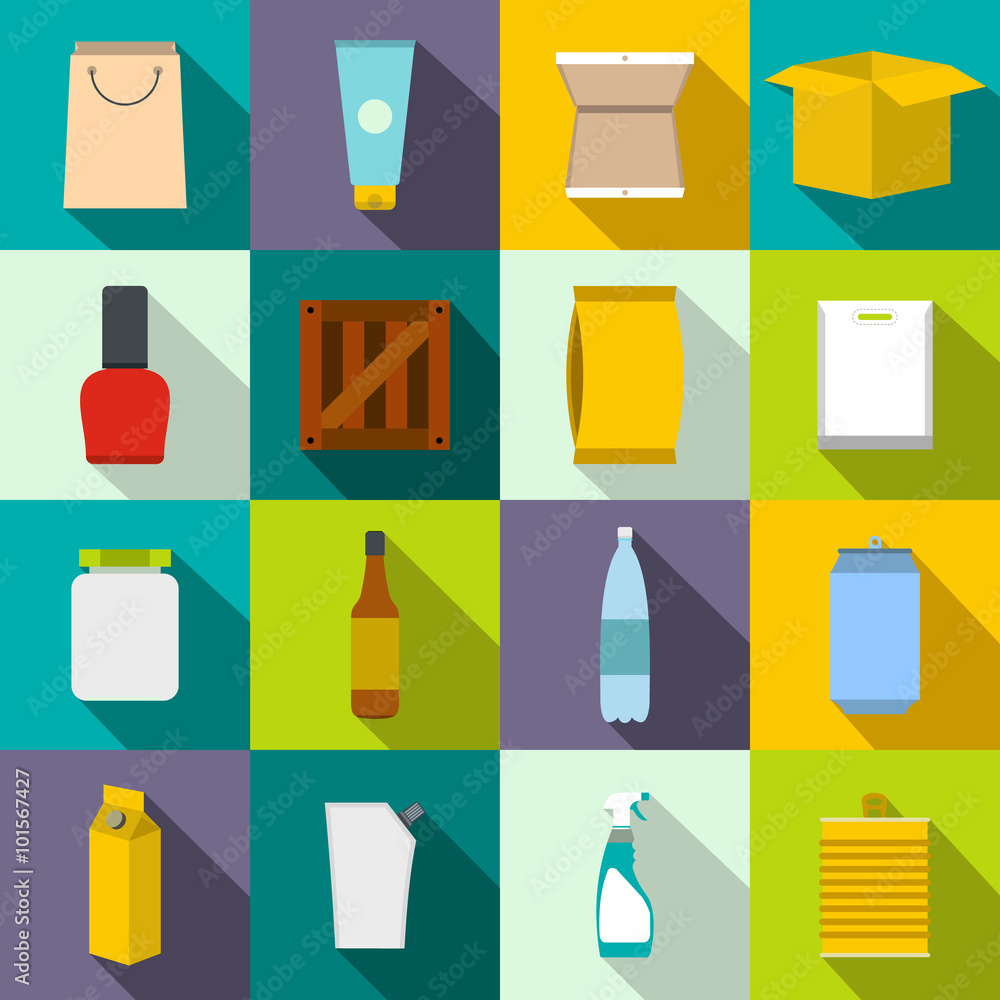 Packaging flat icons set Stock Vector | Adobe Stock
