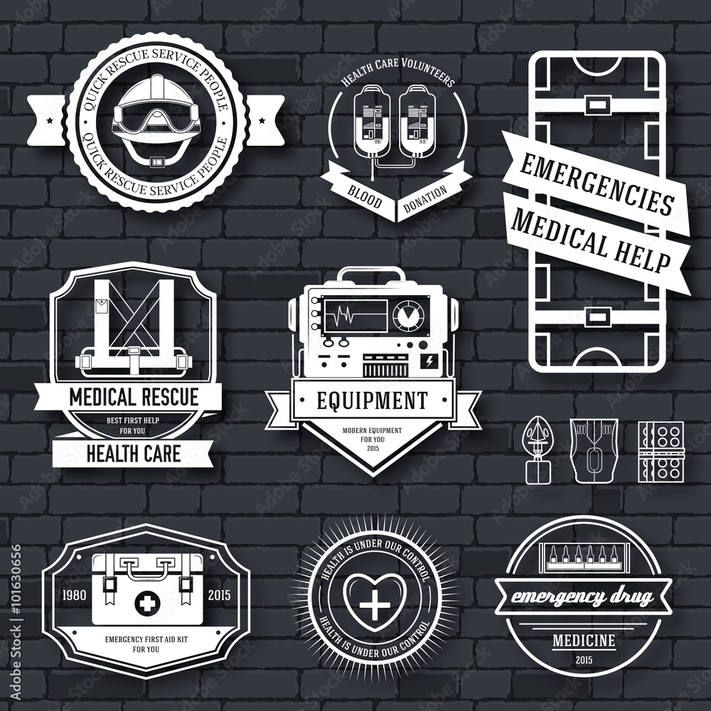medical label template set. Emblem element for your product, logo or ...