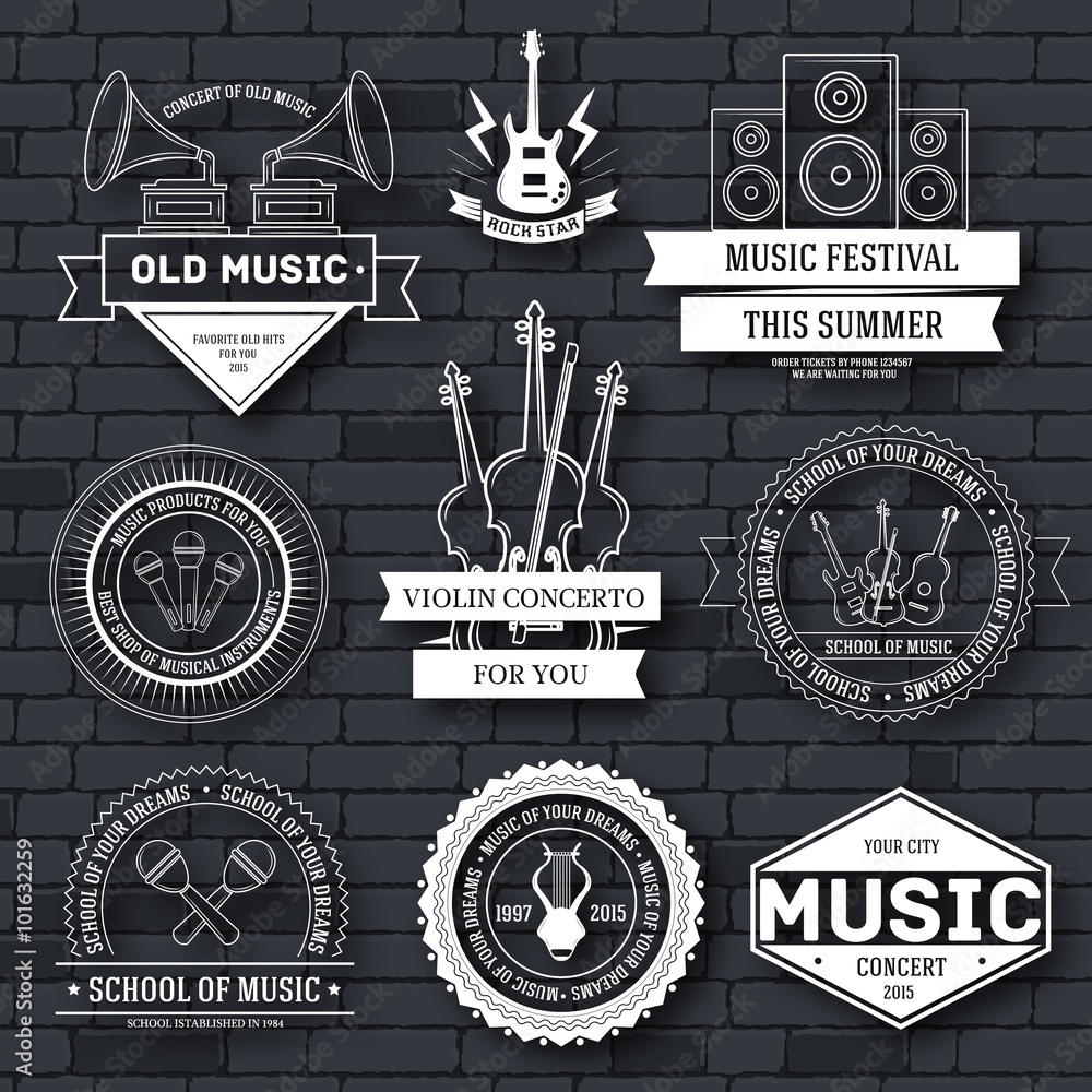 Music set label template of emblem element for your product or design ...