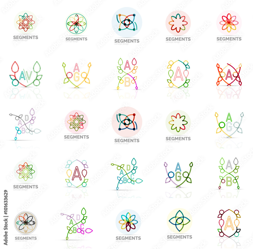 Linear abstract logos, letters, swirls Stock Vector | Adobe Stock