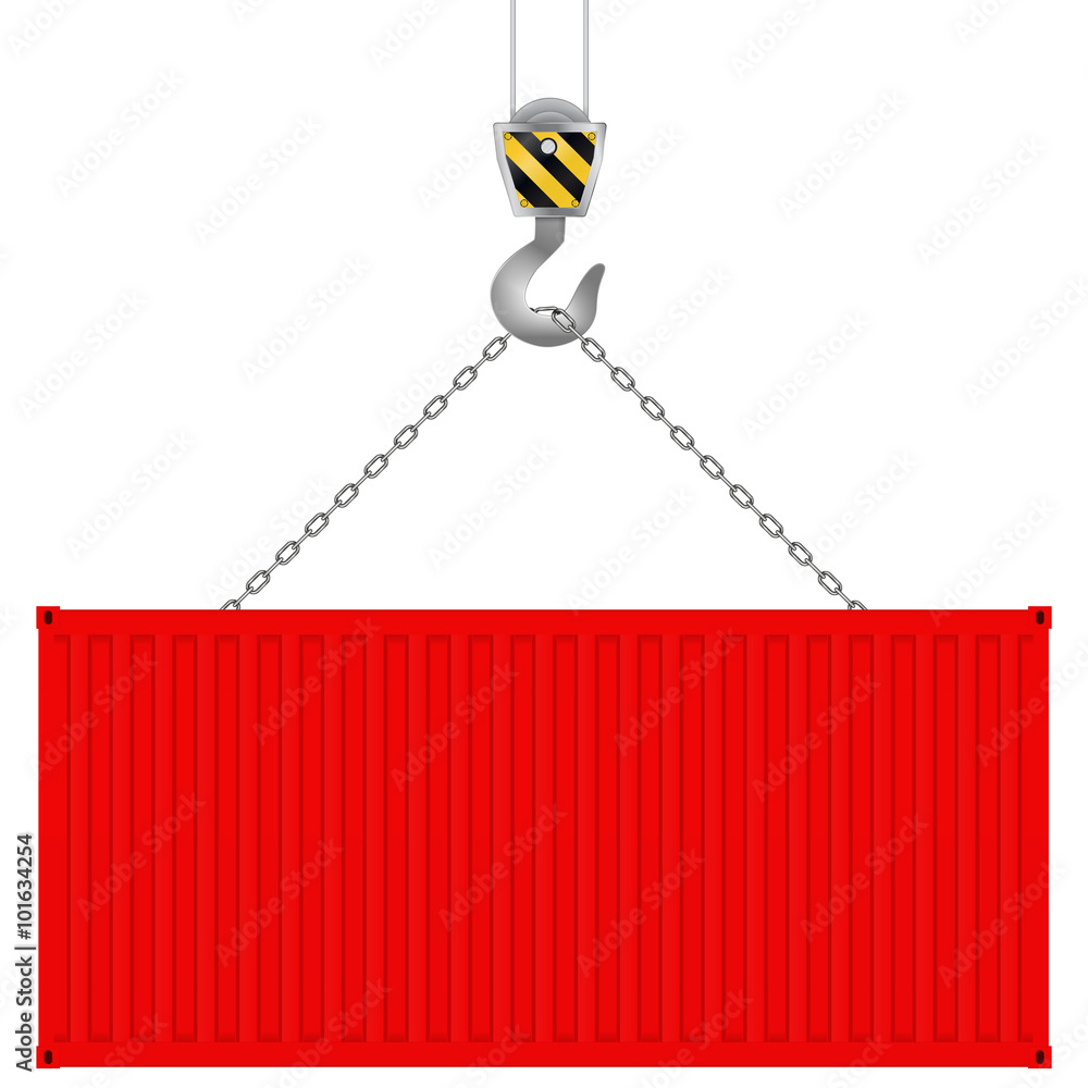 Shipping container. Crane hook. Stock Vector | Adobe Stock