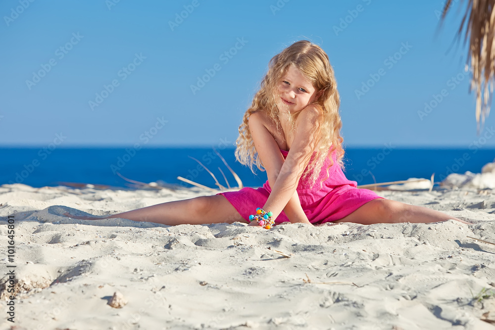 Happy Little Girl On The Beach Stock Photo Adobe Stock
