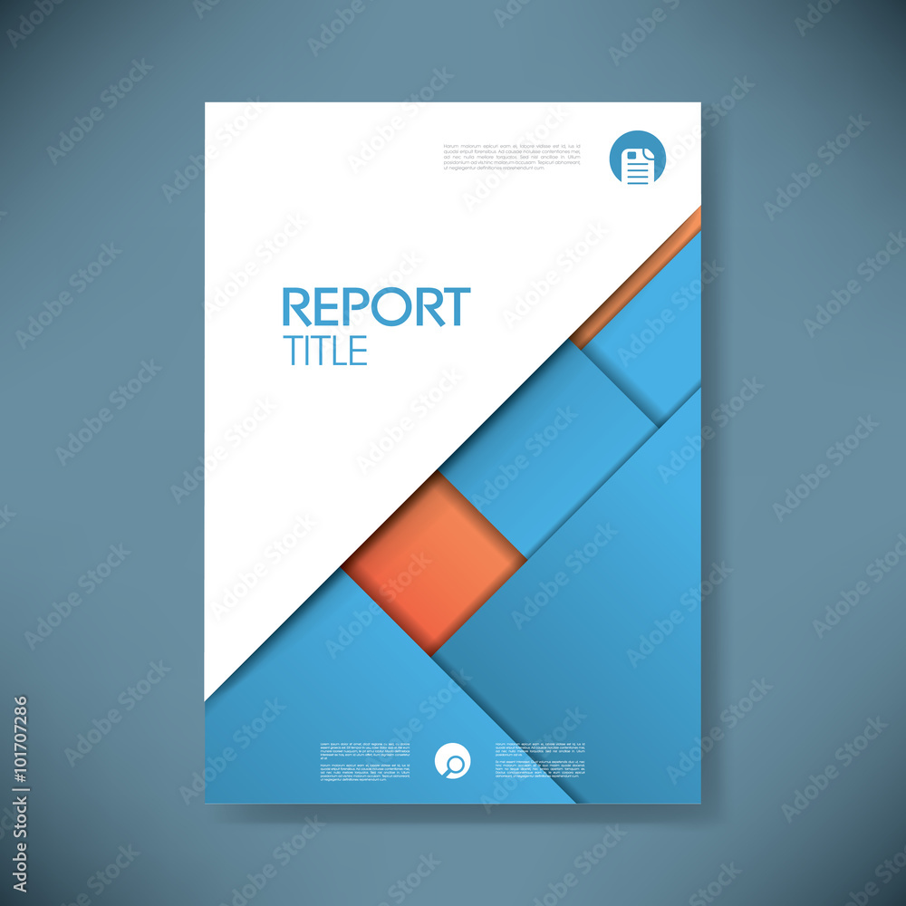 Business report cover template on blue material design background ...