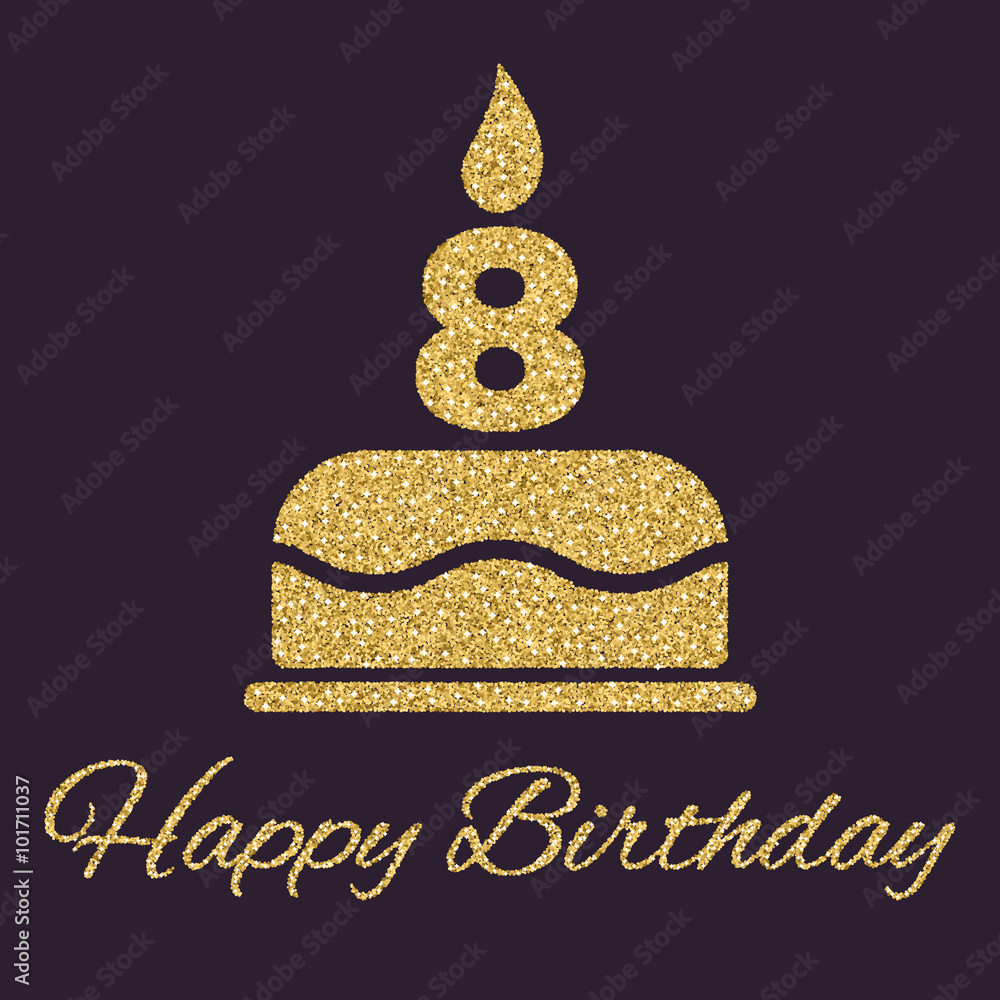The birthday cake with candles in the form of number 8. Birthday symbol ...