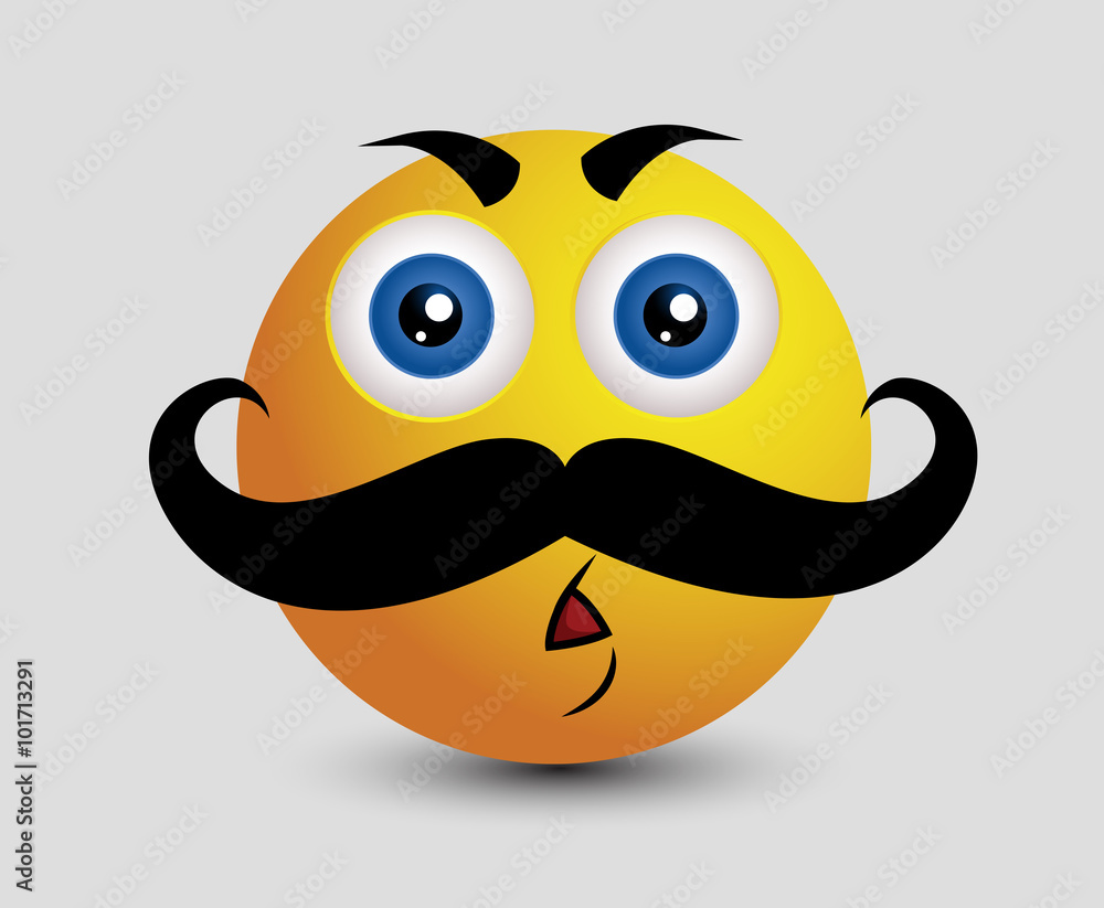 Large Mustache Mature Man Emoji Smiley Emoticon Stock Vector | Adobe Stock