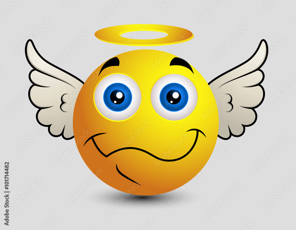 Happy Angel Emoji Smiley Emoticon Stock Vector | Adobe Stock