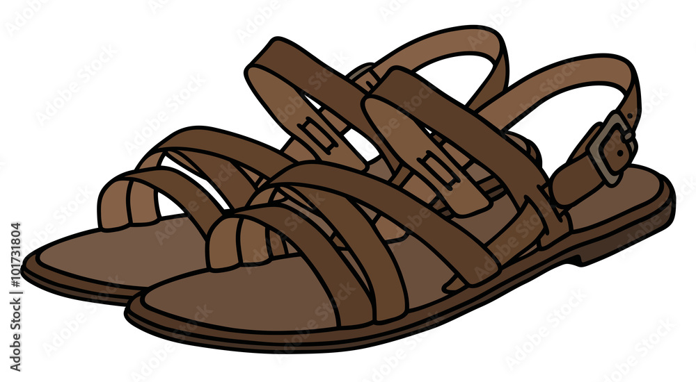 Leather sandals / Hand drawing, vector illustration Stock Vector ...