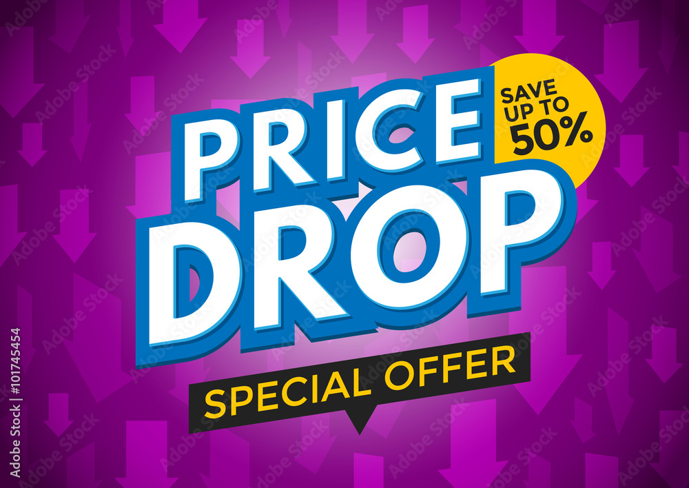 Price drop banner design, vector illustration Stock Vector | Adobe Stock