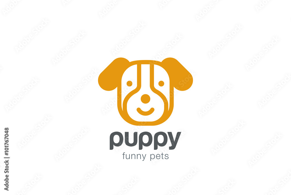 Funny Dog Logo design. Doggy Puppy head icon. Home pets linear Stock ...