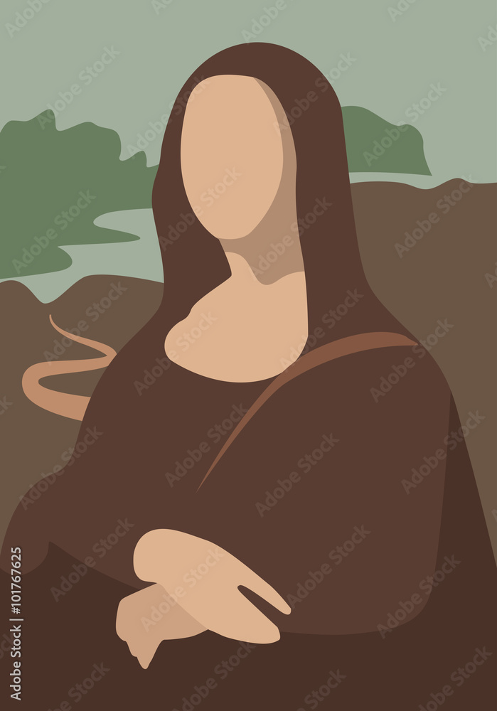 Mona Lisa By Leonadro Da Vinci Portrait Vector Flat Stock Vektorgrafik
