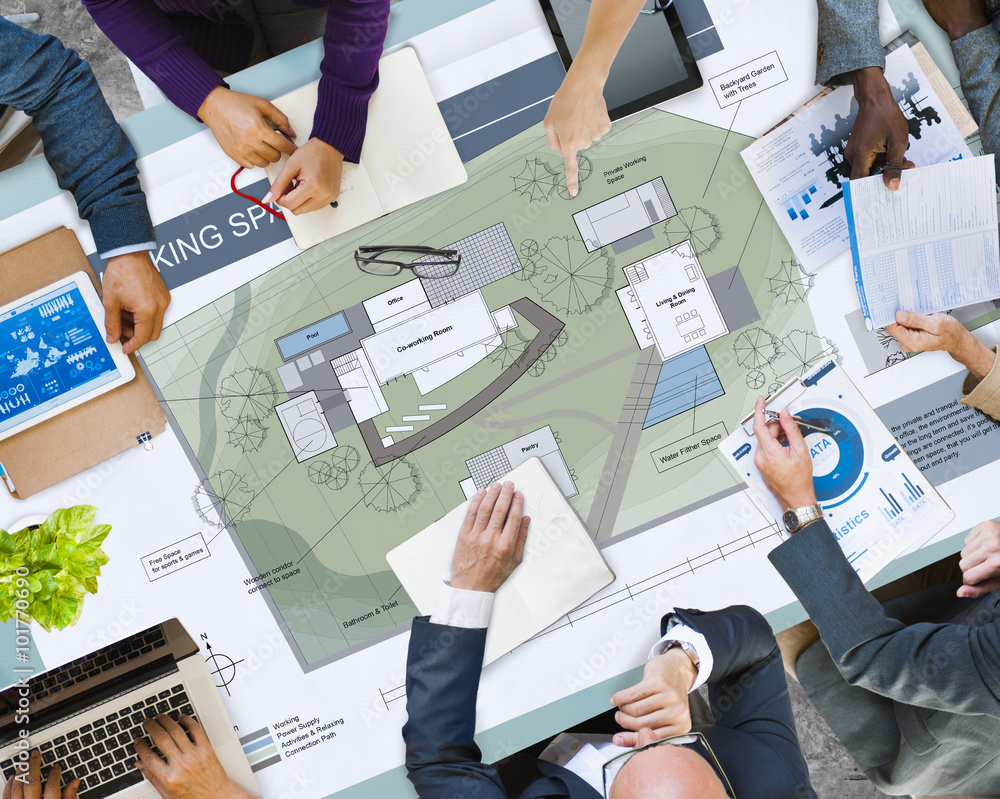 Co Working Space Architecture Plan Map Blueprint Design Concept Stock ...