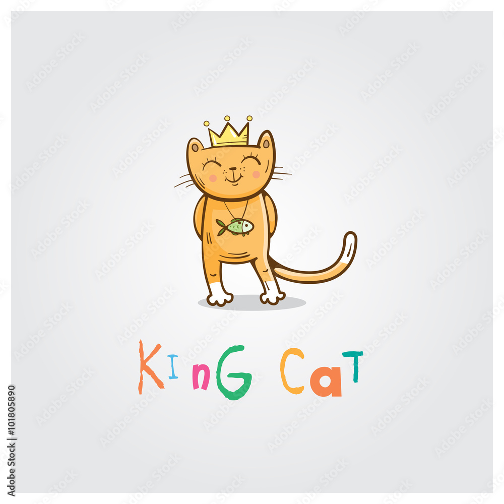 Cartoon cute king cat logo. Vector image. Stock Vector | Adobe Stock