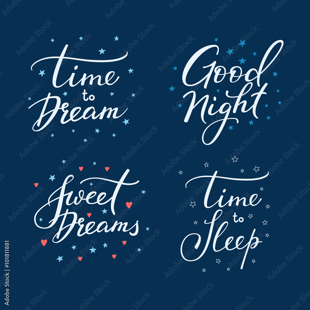 Good night lettering sign set. Stock Vector | Adobe Stock