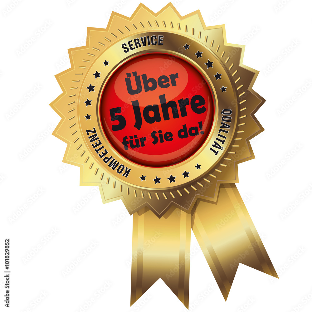 Jubiläum 5 Jahre Gold Button Stock-Vektorgrafik | Adobe Stock