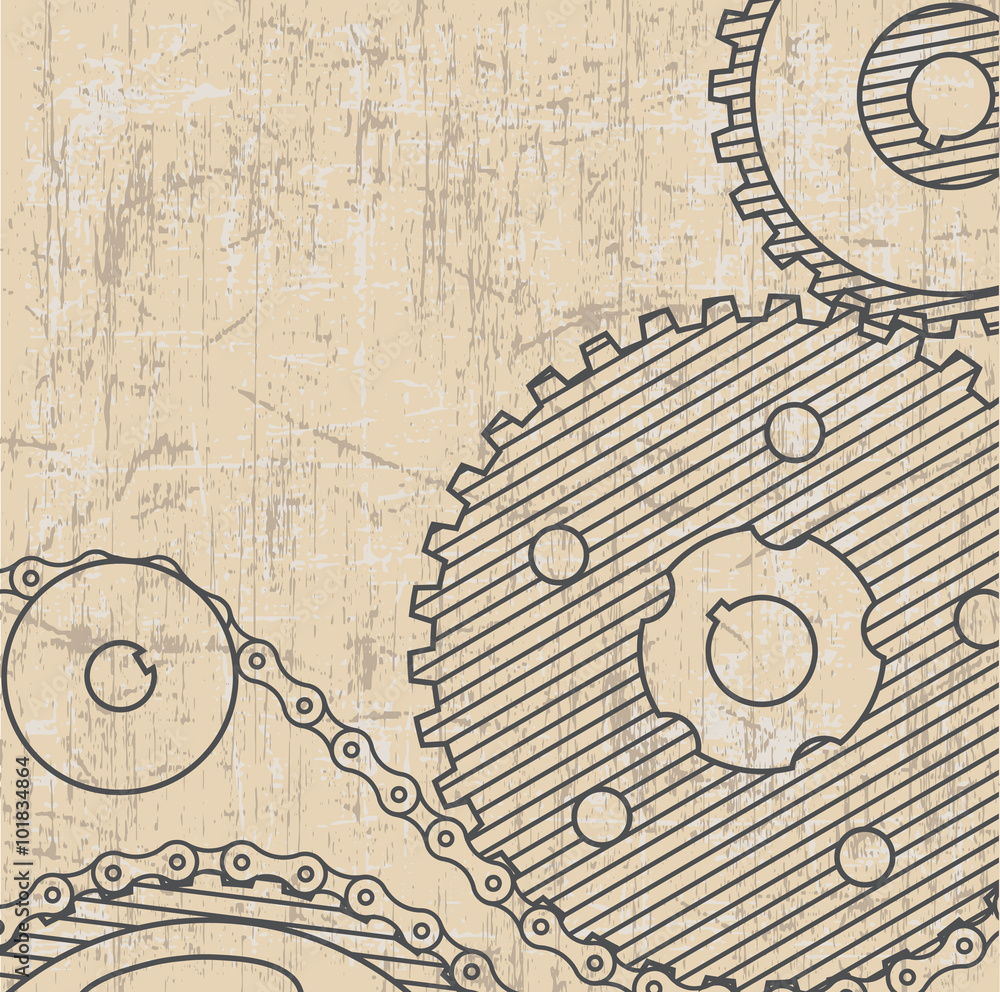 technical drawing.background with gears.style grunge Stock Vector ...