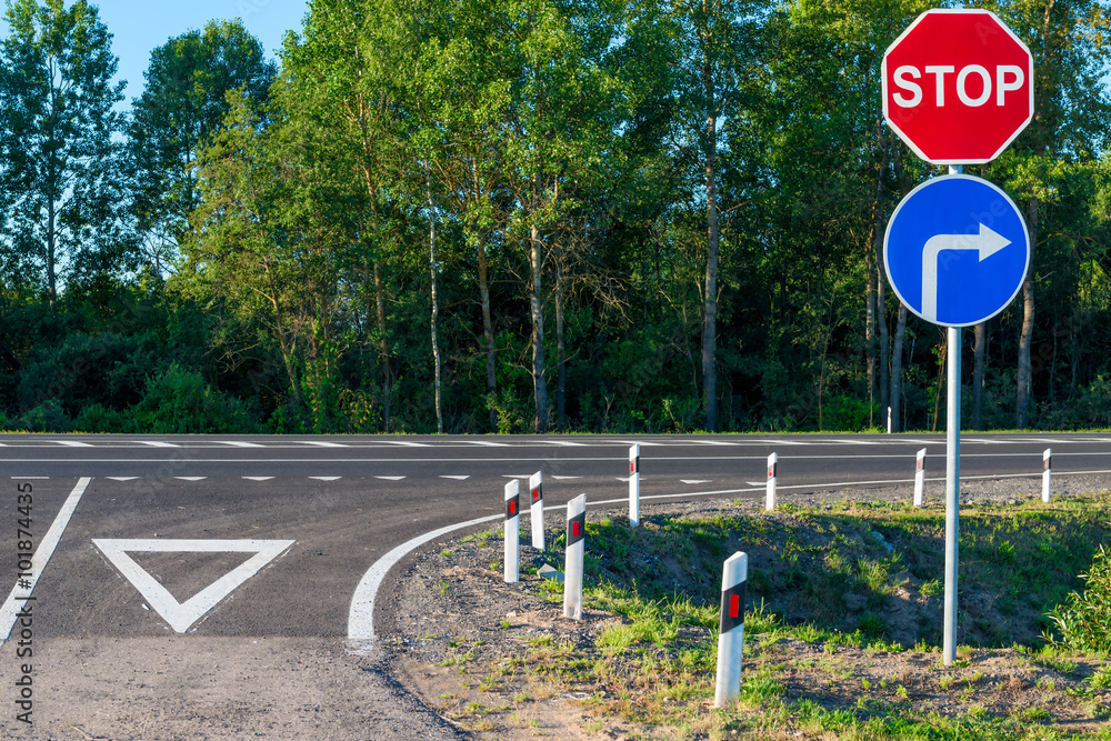 obligatory stop sign at an intersection on a country road Stock Photo ...