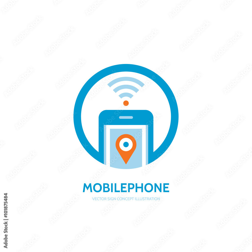 Mobile location vector logo concept illustration. Smarthone vector logo ...