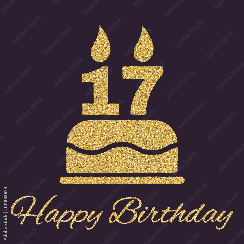 The birthday cake with candles in the form of number 17 icon. Birthday ...