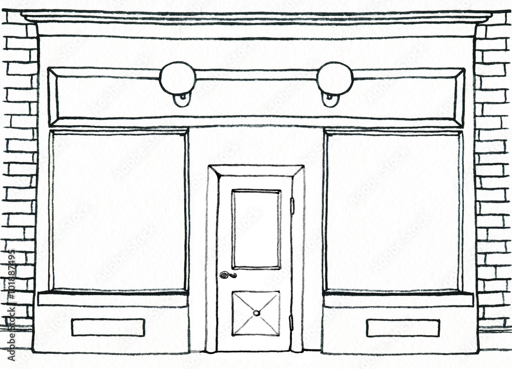 shop window. showcase. watercolor illustration Stock 일러스트레이션 | Adobe Stock