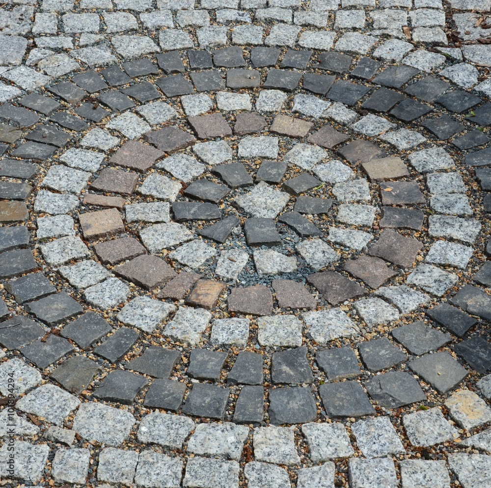 Muster aus Pflastersteinen kreisrund Stock Photo | Adobe Stock