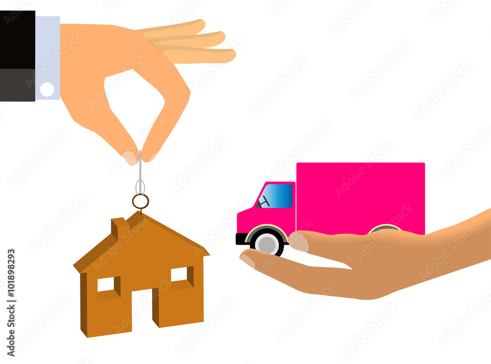 Barter Trade (Vector) Illustration shows two hands from the opposite ...