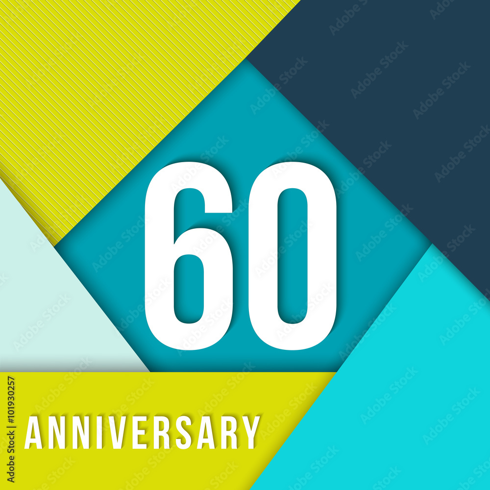 60 year anniversary material design template Stock Vector | Adobe Stock