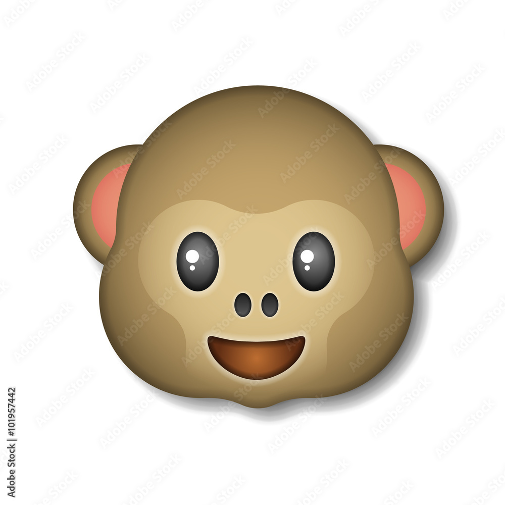 Monkey emoticon, icon, logo, symbol, vector illustration. Stock Vector ...