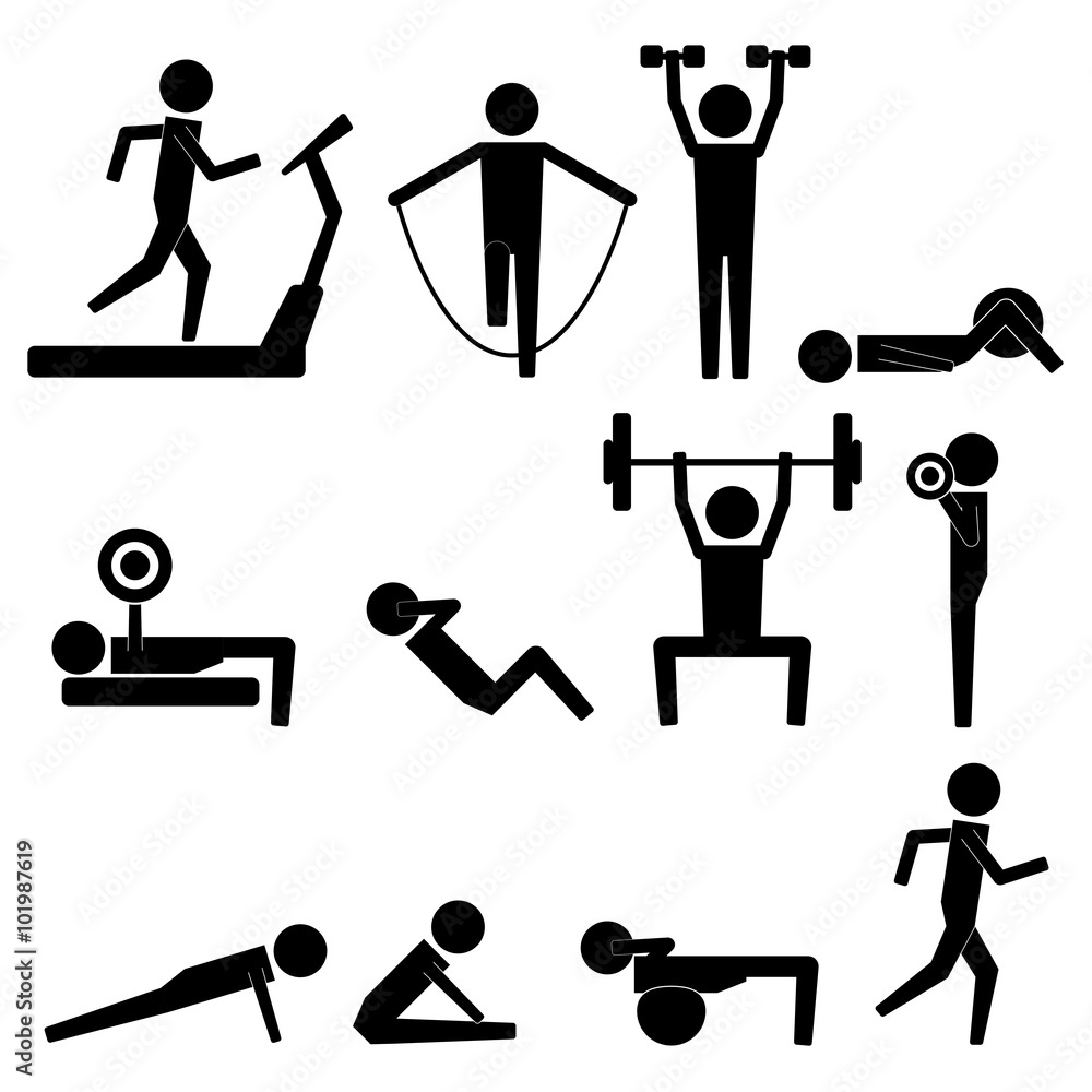 Human Stick Figure Body Exercise Icon Symbol Sign Pictogram Stock ...