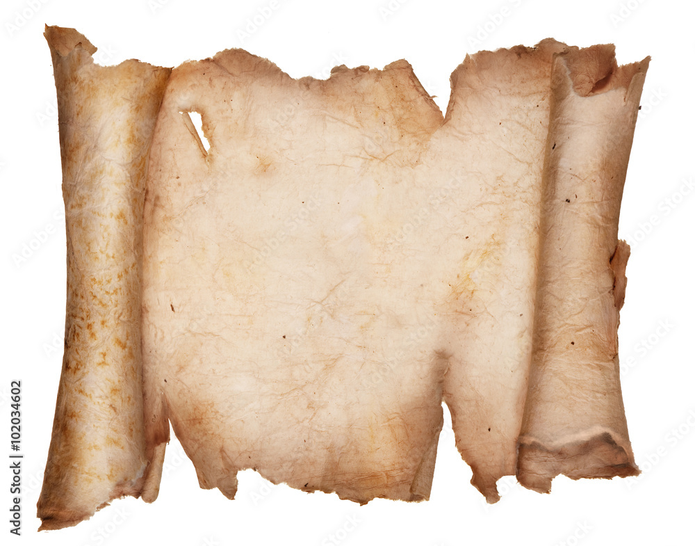 Old Torn Paper Scroll Isolated on a White Background Stock-Foto | Adobe ...