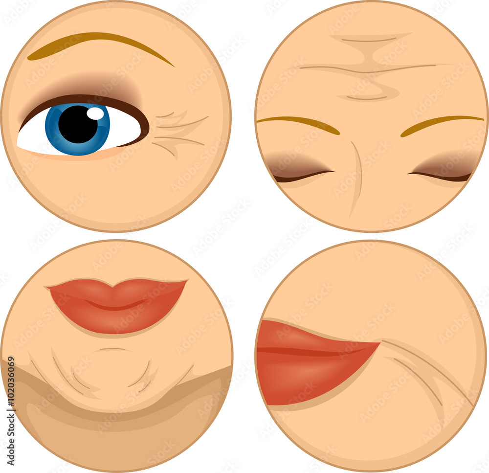 Girl Face Wrinkles Icons Stock Vector | Adobe Stock