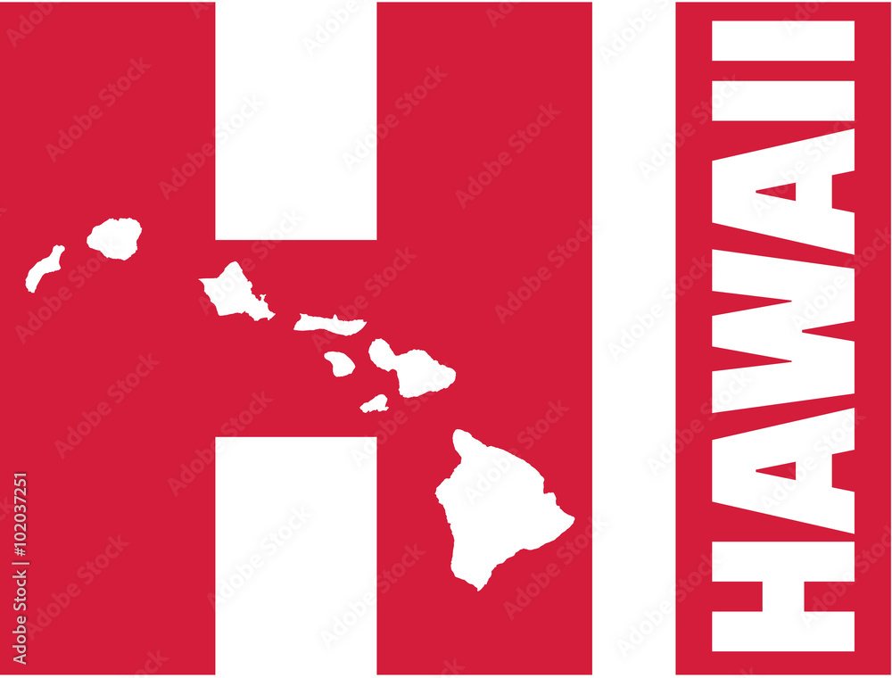 Hawaii with state abbreviations HI and map Stock Vector | Adobe Stock
