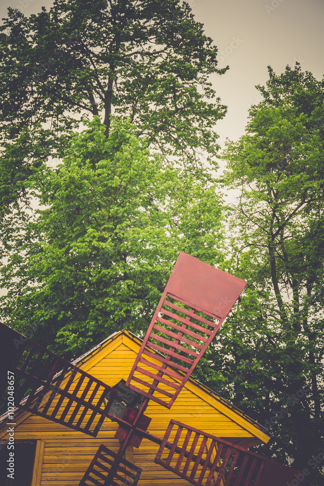 Retro Yellow Windmill Stock Photo | Adobe Stock
