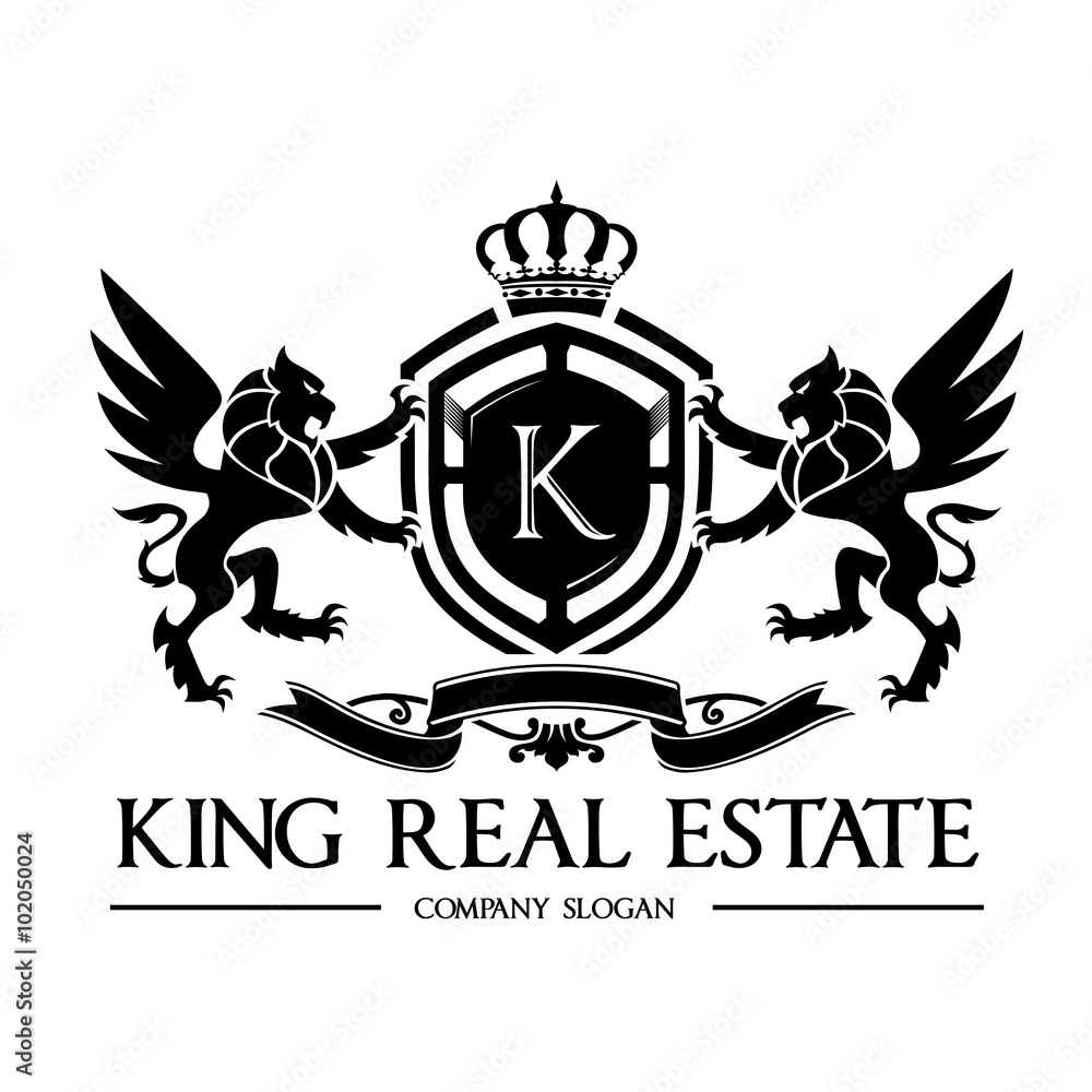 King crest logo,lion logo,real estate logo,hotel logo,vector logo ...