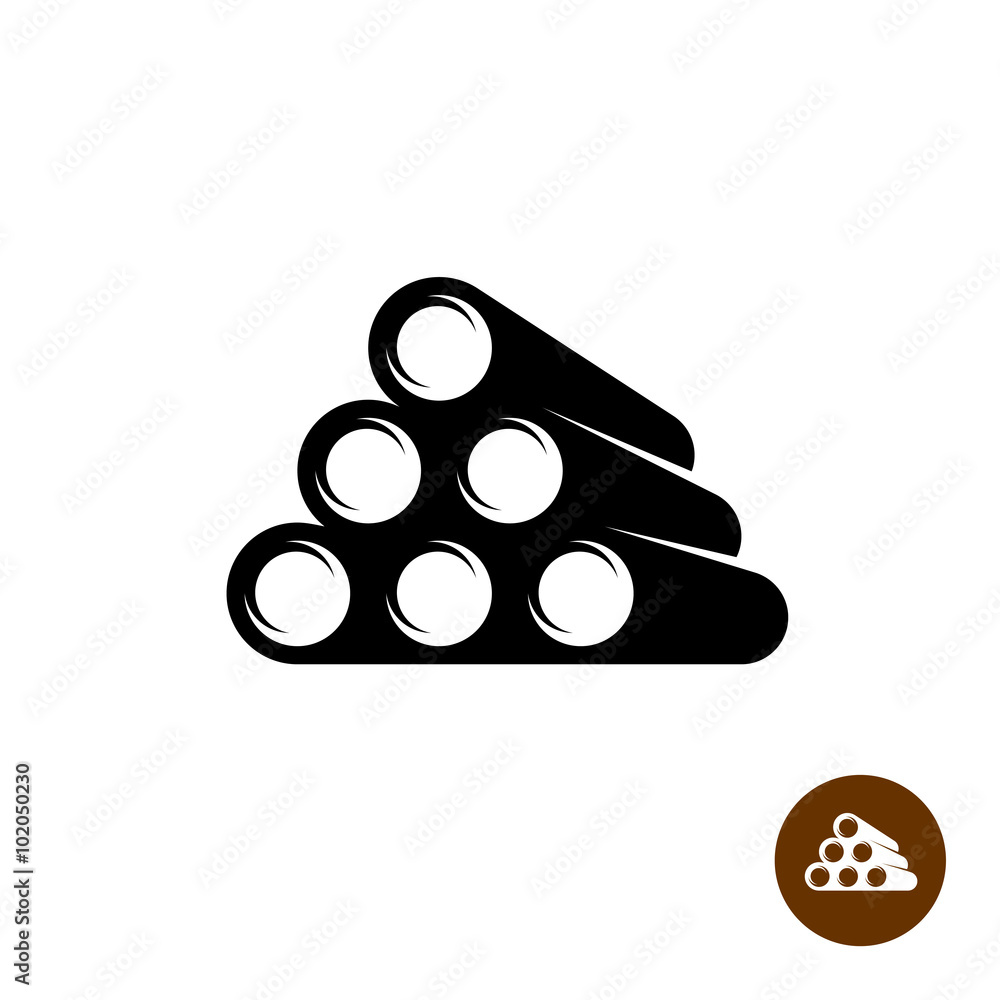 Stack of pipes black silhouette 3d perspective icon Stock Vector ...