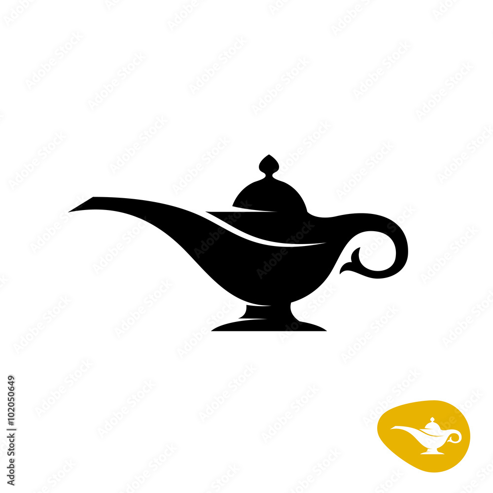 Aladin lamp silhouette. Simple black vector symbol. Stock Vector ...