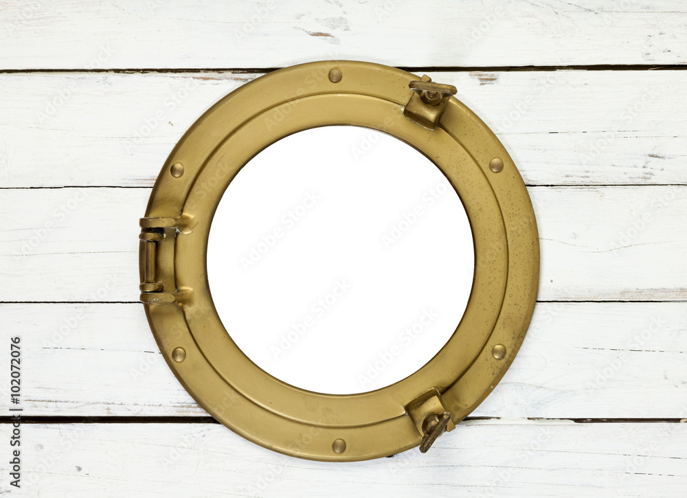 Porthole frame isolated with clipping path. Porthole in wooden wall ...