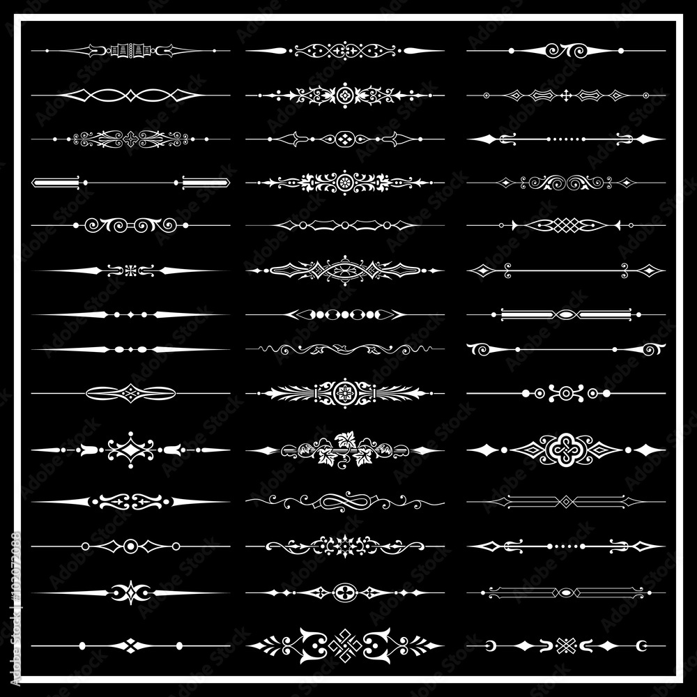 Page dividers isolated on black background - vector set Stock Vector ...