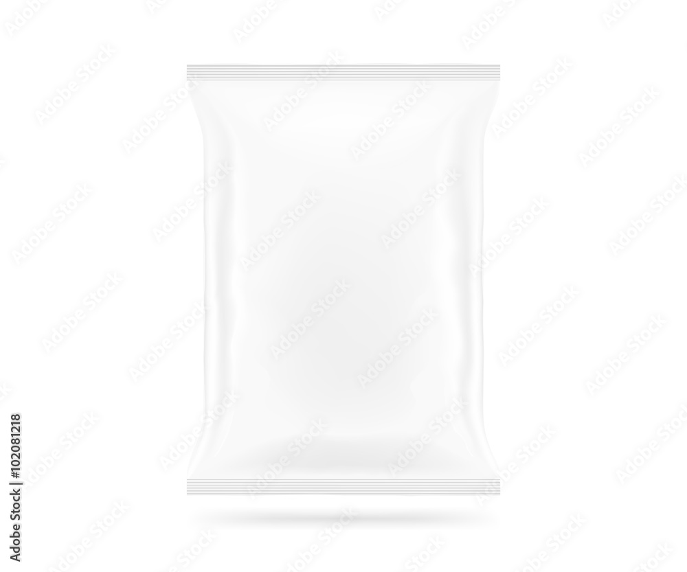 Blank white snack bag mock up isolated. Clear white chips pack mockup ...