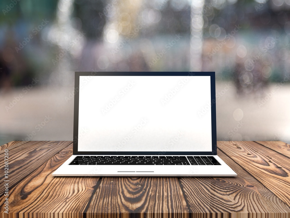 Laptop on blur background Stock Photo | Adobe Stock