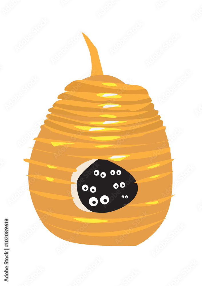 Insect eyes peaking from inside a beehive colony. Natural Beehive or ...