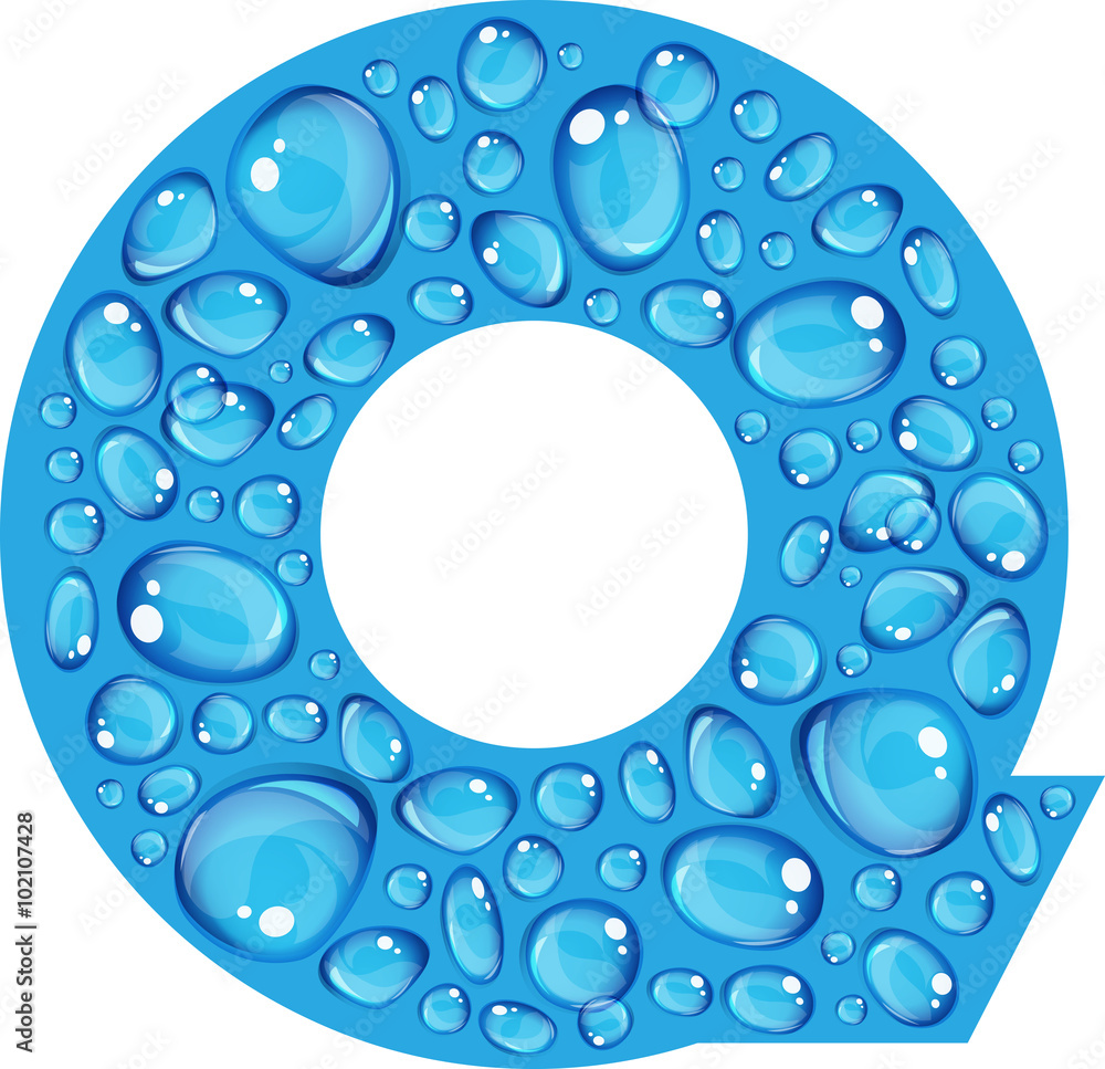 Bold blue letter “Q” make up of realistic water droplets Stock Vector ...